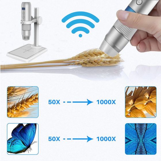 กล้อง WiFi Microscope แบบ All-in-One ดูภาพได้ทั้ง บนโทรศัพท์มือถือ (WiFi) หรือ บนจอคอมพิวเตอร์ (USB)